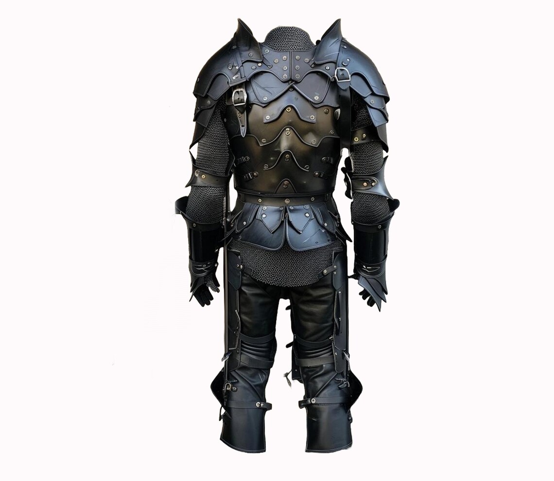 Handmade Warrior Armor - Genuine Leather Black Medieval Armor - Leather ...