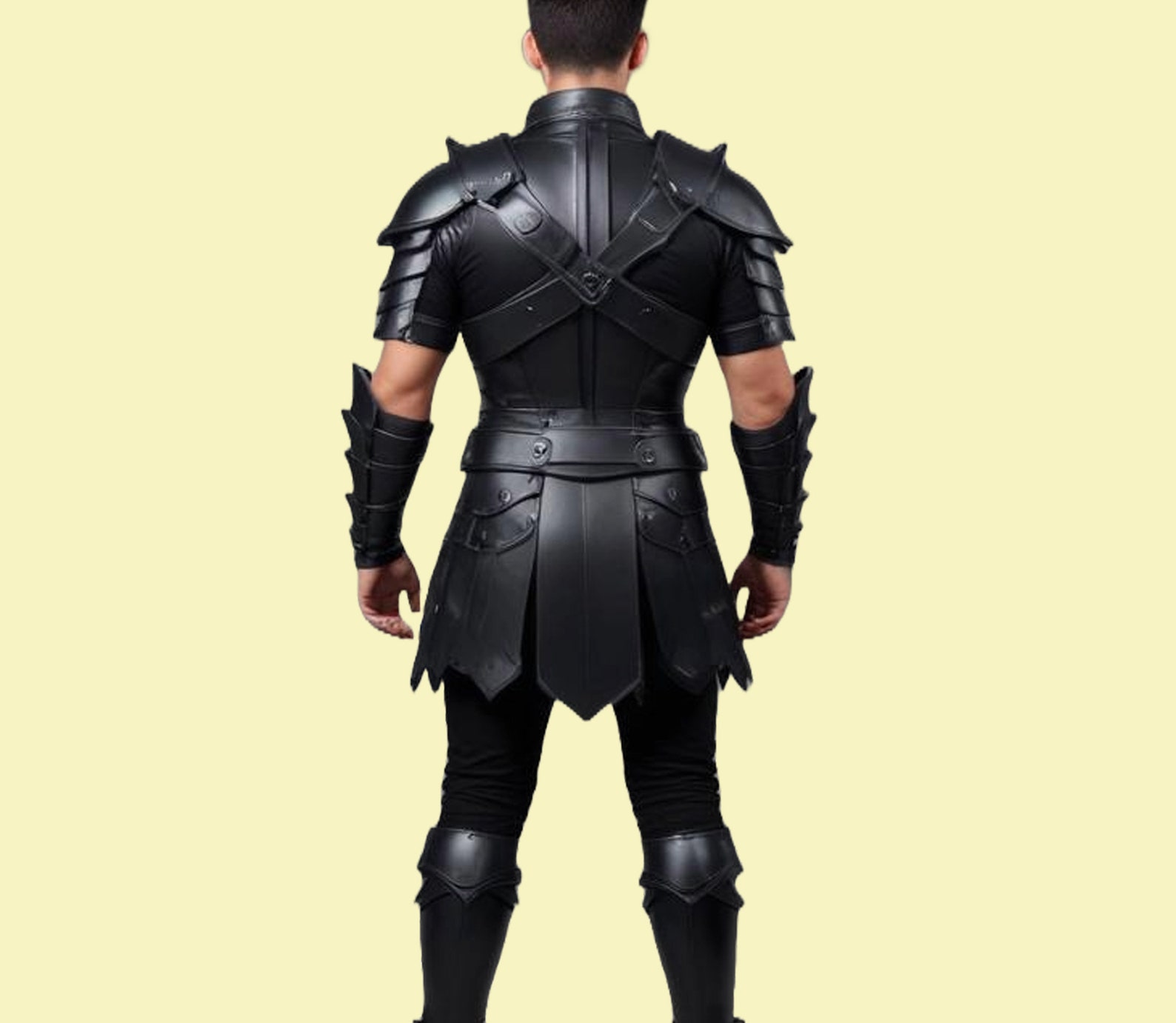 Men's Leather Black Armor and Kilt - Handmade Men Medieval Costume ...