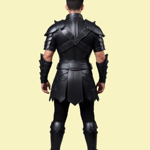 Men's Leather Black Armor and Kilt - Handmade Men Medieval Costume ...