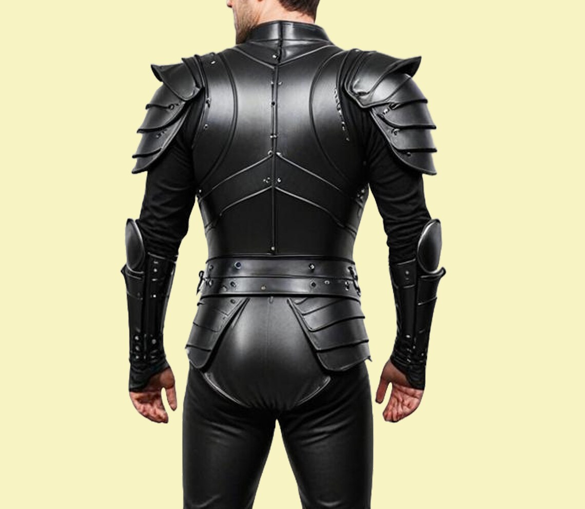 Premium Leather Men Larp Armor, Handmade Leather Warrior Costume,black ...