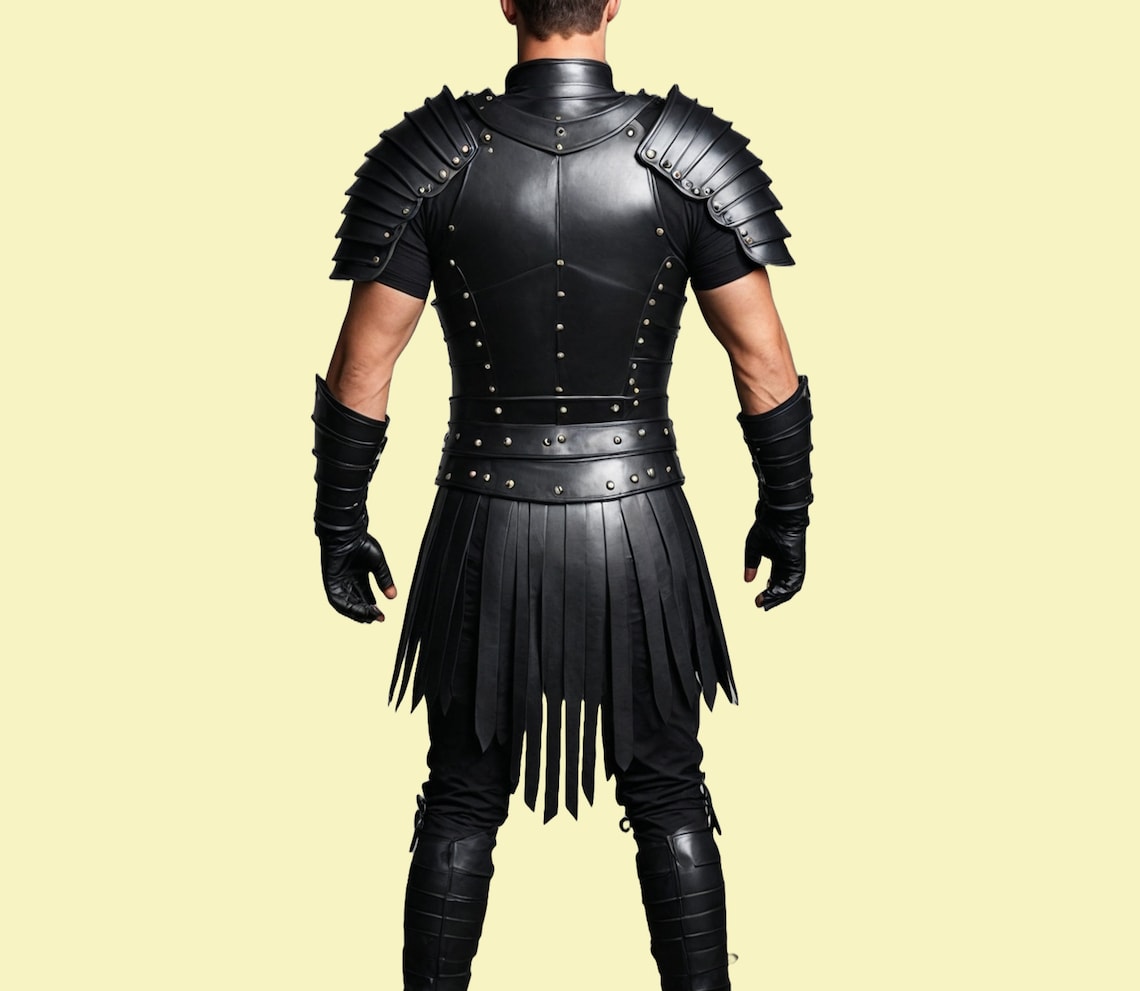 Men's Black Leather Armor Set–handmade Leather Warrior Armor,black ...