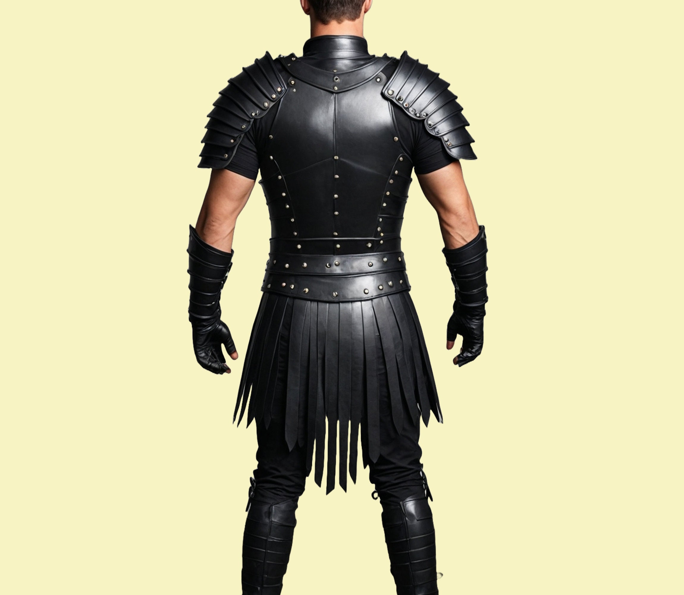 Men's Black Leather Armor Set–handmade Leather Warrior Armor,black ...