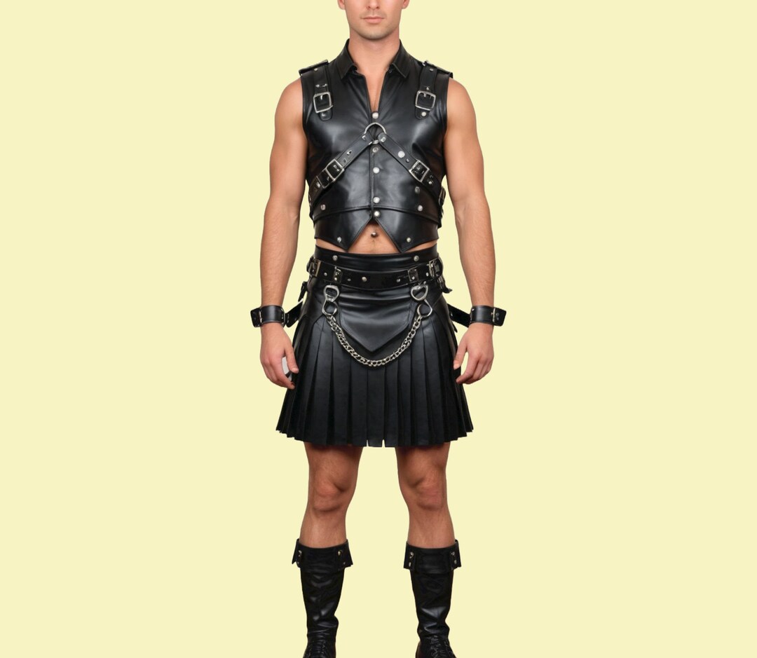 Premium Leather Black Medieval Armor -genuine Leather Gladiator Kilt ...