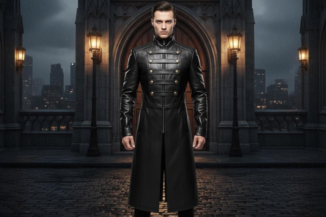 Midnight Sovereign Leather Long Coat | Gothic Fantasy Leather Coat ...