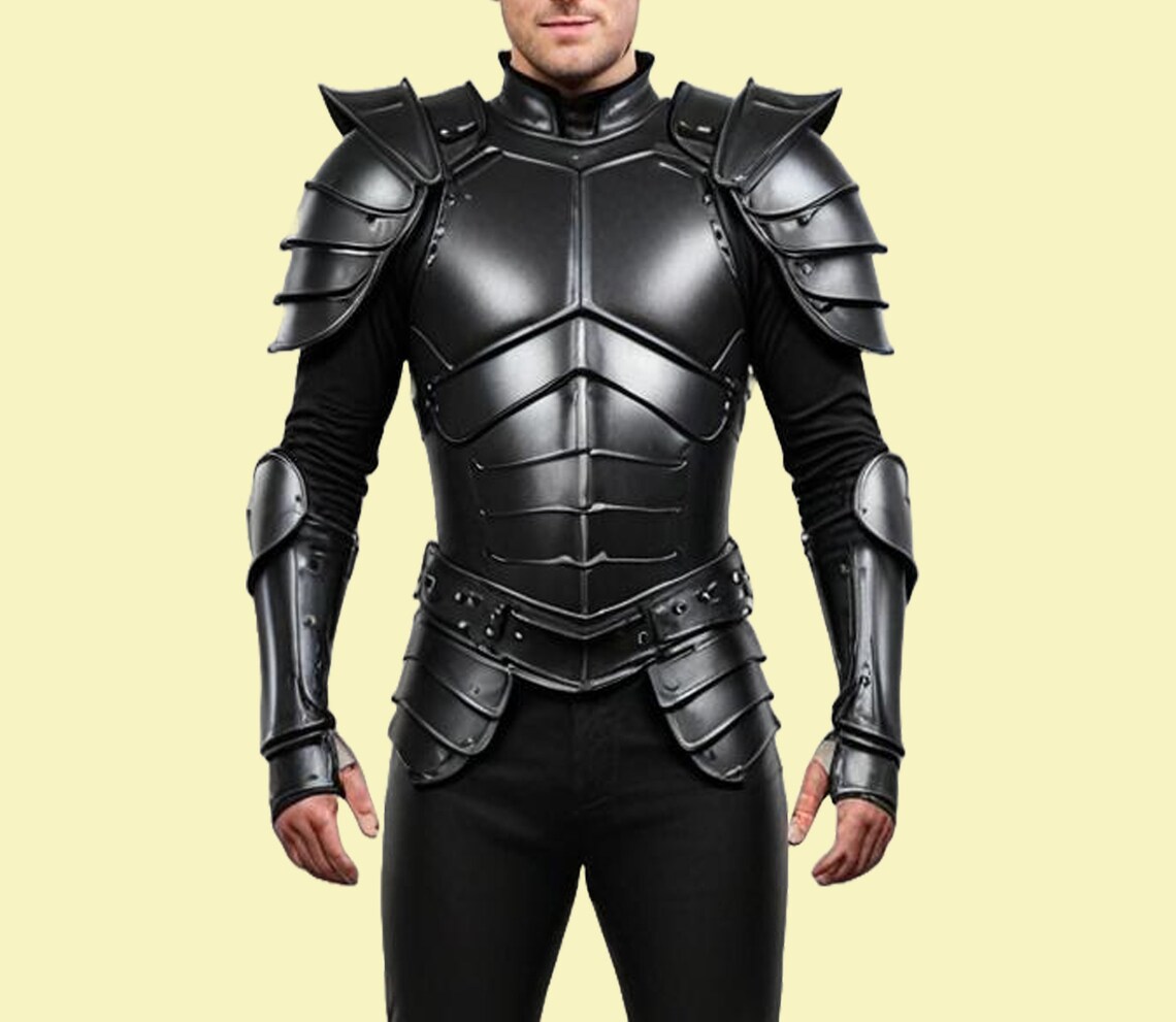 Premium Leather Men Larp Armor, Handmade Leather Warrior Costume,black ...