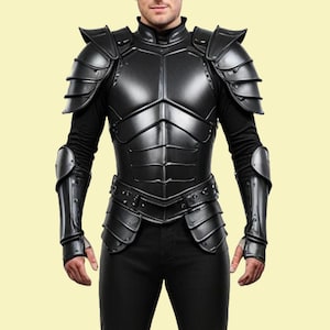 Premium Leather Men Larp Armor, Handmade Leather Warrior Costume,black ...