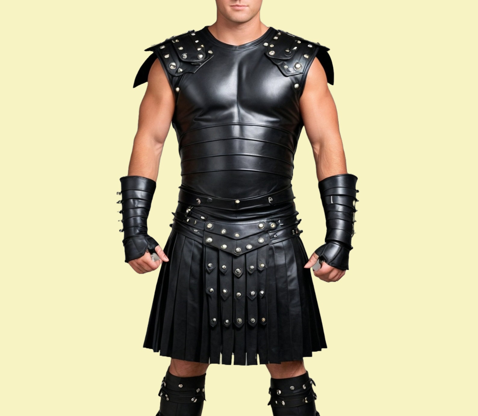 Premium Leather Men Medieval Armor Costume-genuine Leather Warrior Kilt ...