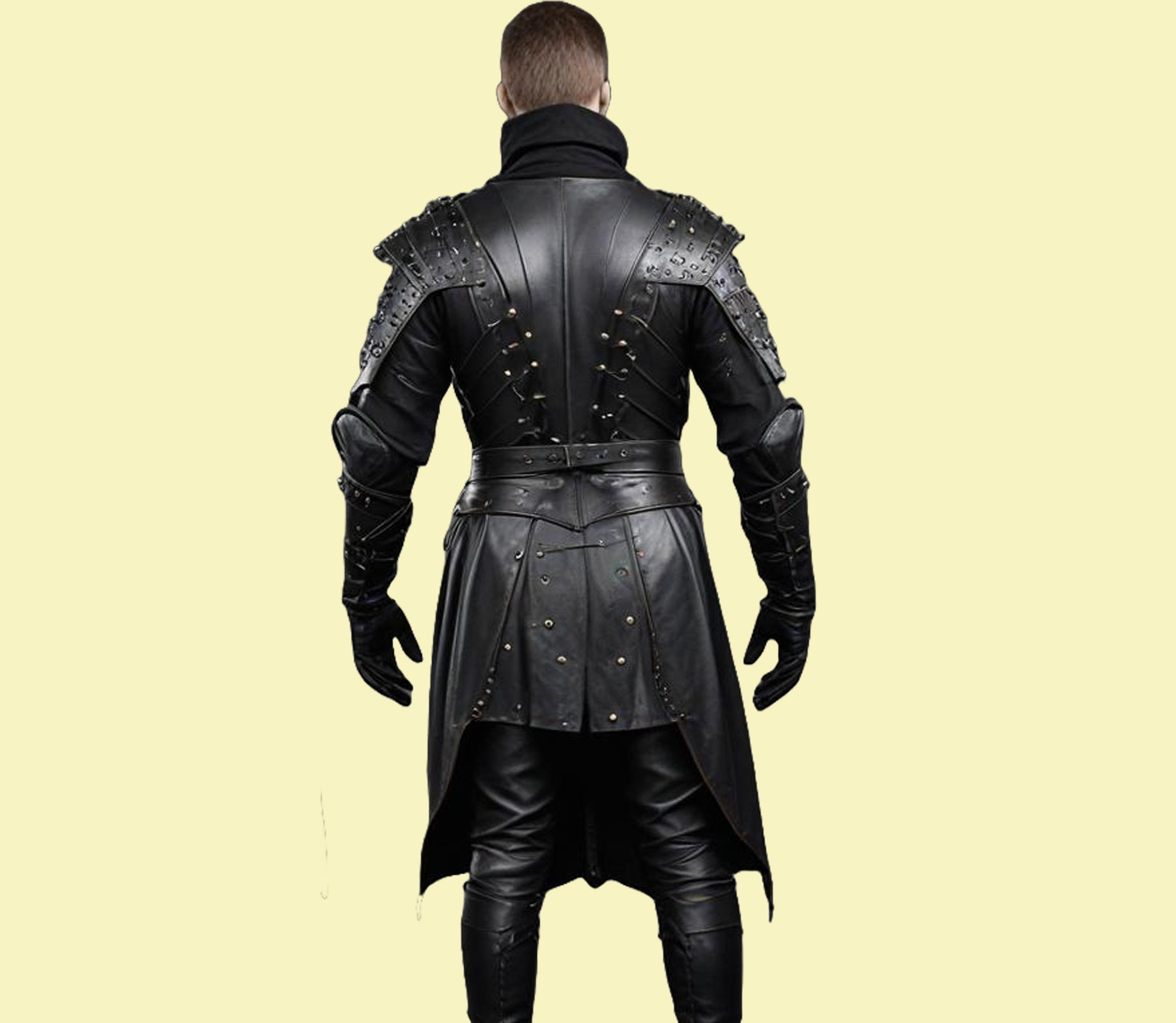 Handmade Men Leather Medieval Armor - Real Leather Black Armor and Kilt ...