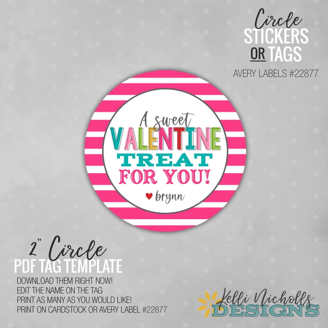 Pink Valentine's Day Stickers Tags: Printable PDF (avery 22877 Template ...