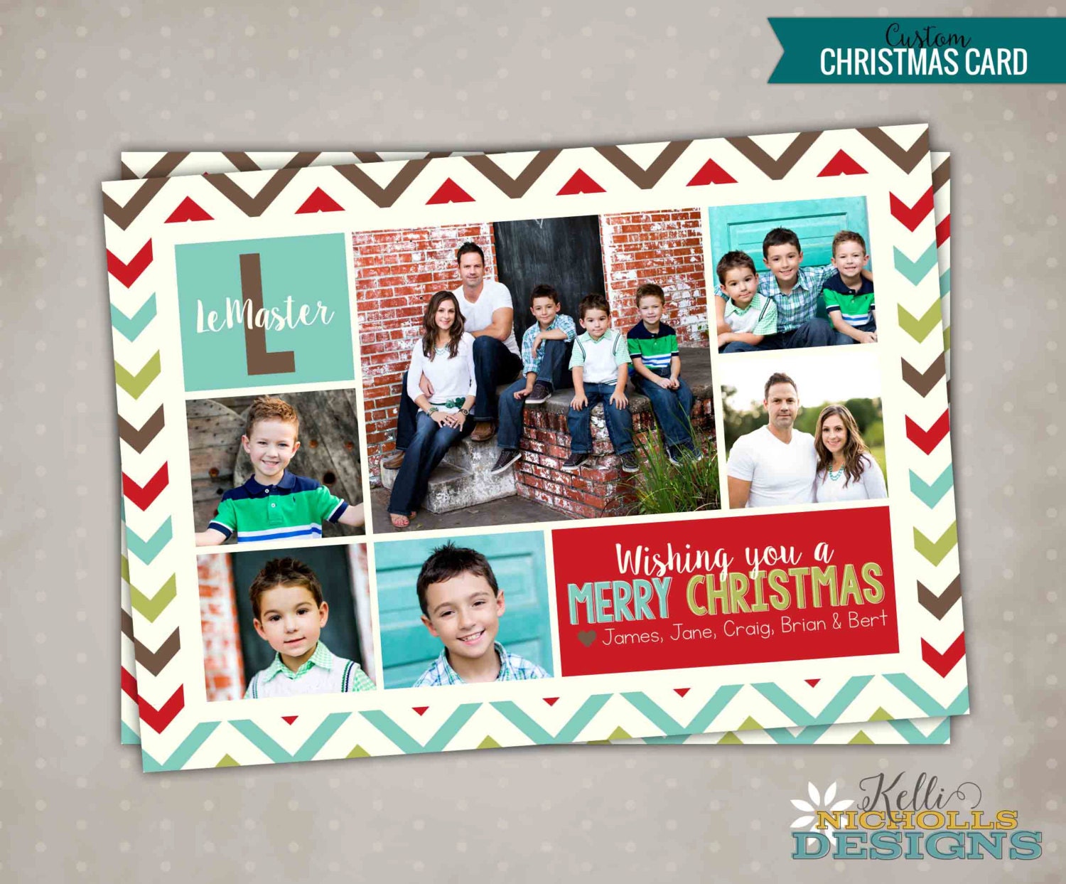 Free Christmas Card Templates Chevron