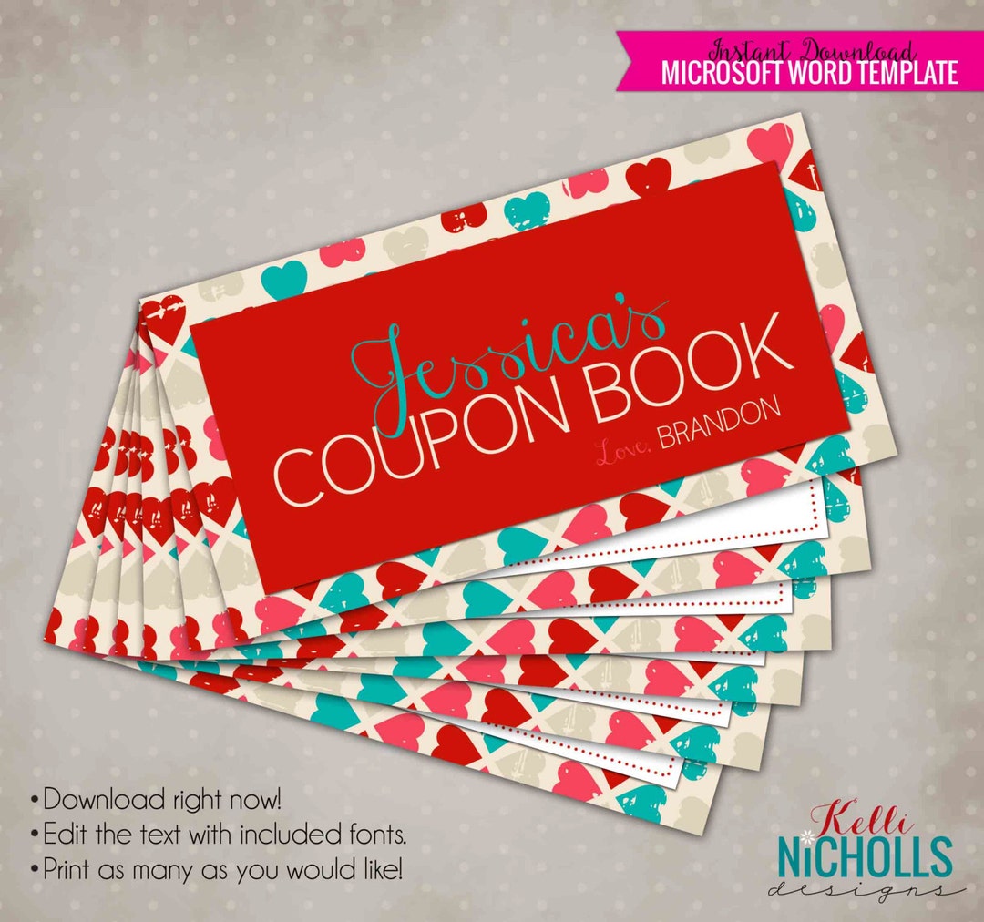 Valentine's Day Printable Customized Coupon Book - Gift for Her, Gift ...