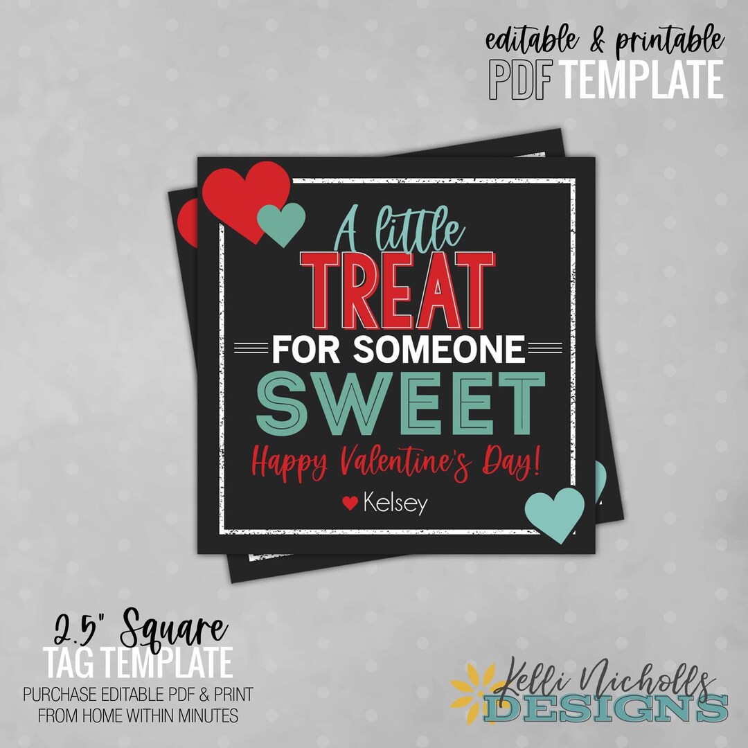 Printable Valentine's Treat Tag Template, Chalkboard, Digital ...