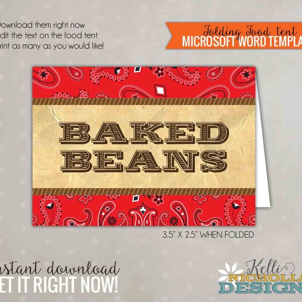 Western Food Label - Etsy