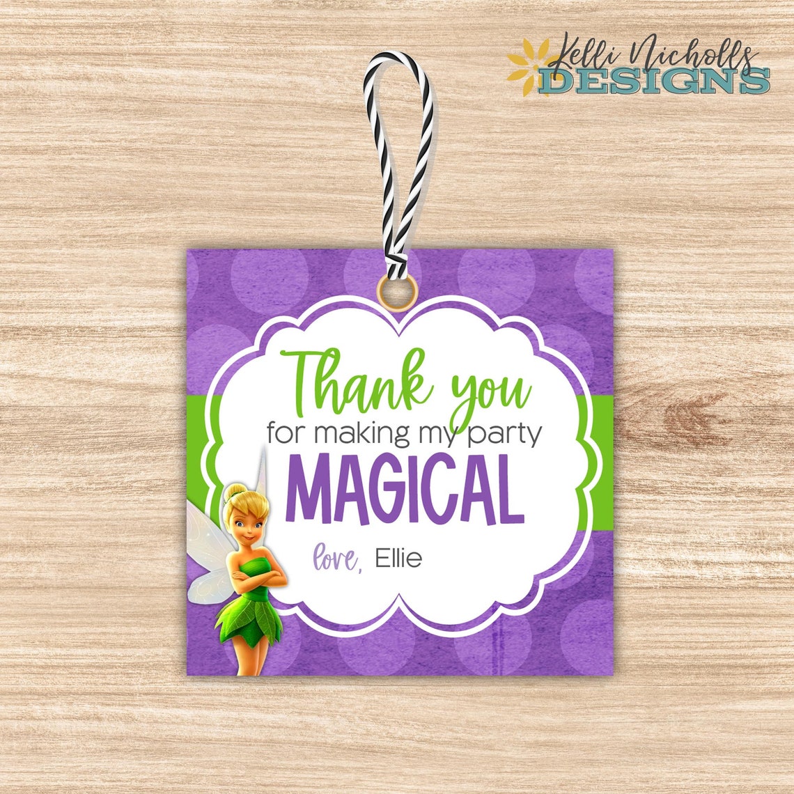 Tinkerbell Birthday Party Favor Tag PDF Template, Print at Home PDF ...