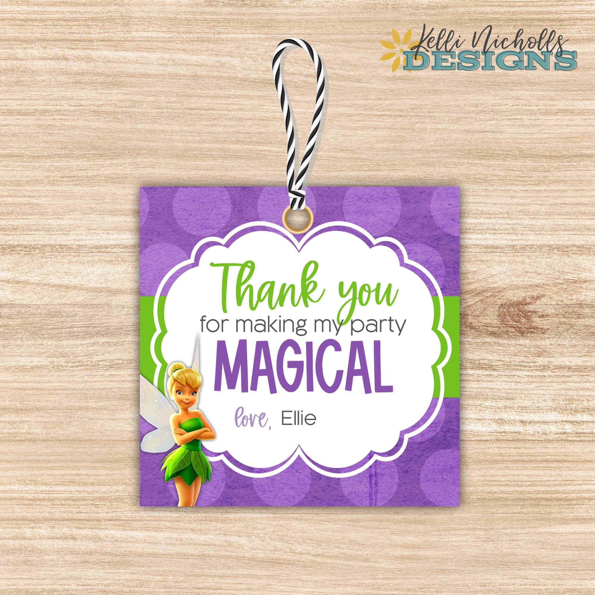 Tinkerbell Birthday Party Favor Tag PDF Template, Print at Home PDF ...
