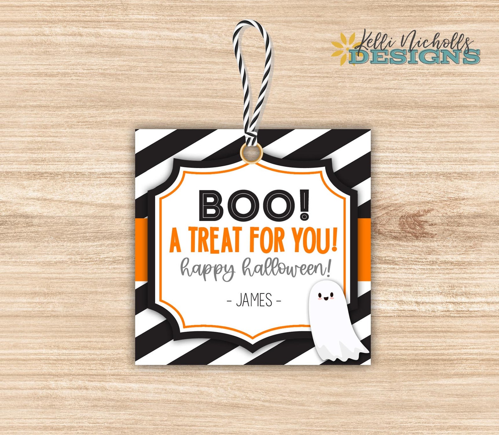 Printable Halloween Treat Tag Orange PDF Template, Boo! A Treat for You ...