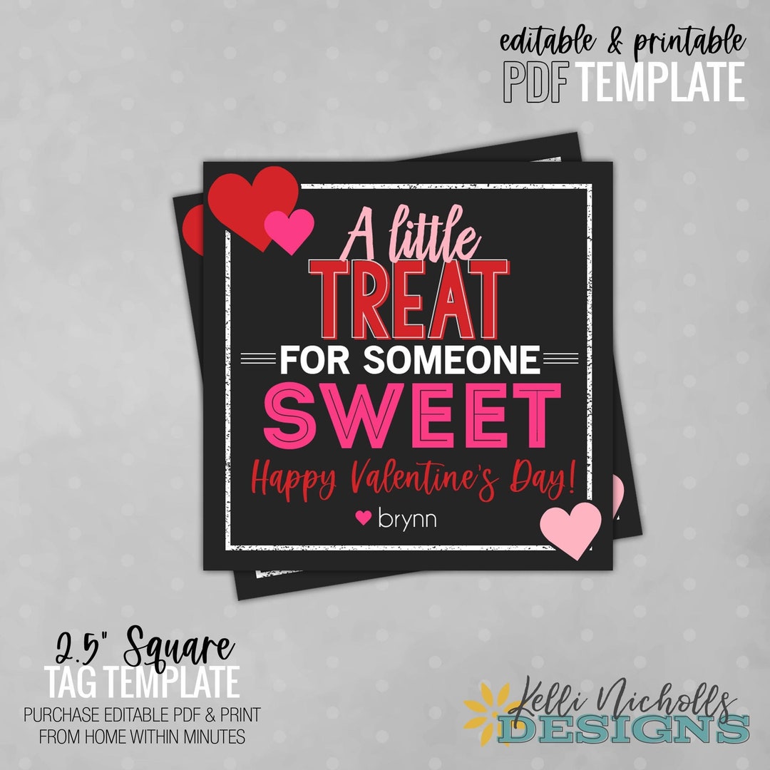 DIY Chalkboard Valentine's Gift Tag, Printable Template, Pink and Red ...