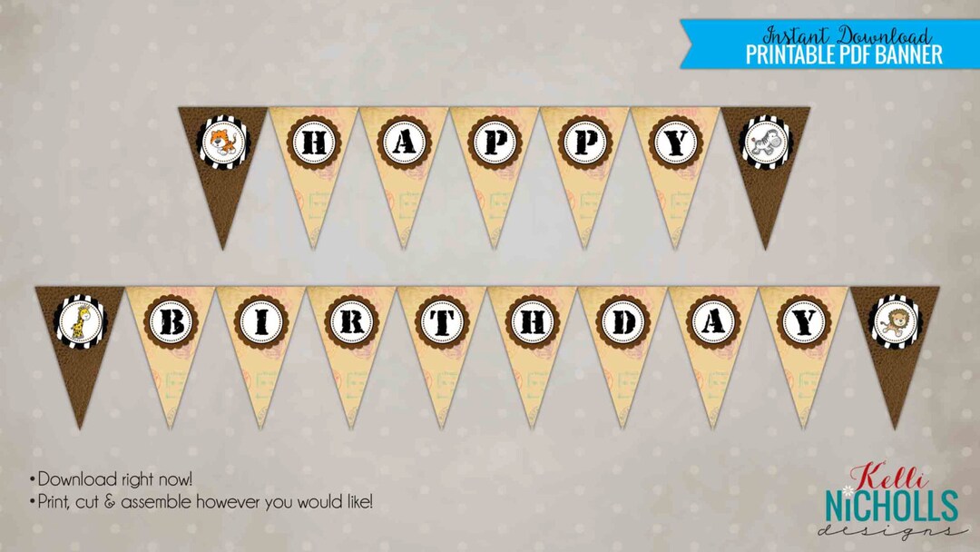 Jungle Safari Passport Printable Pennant Banner, DIY Safari Animal ...