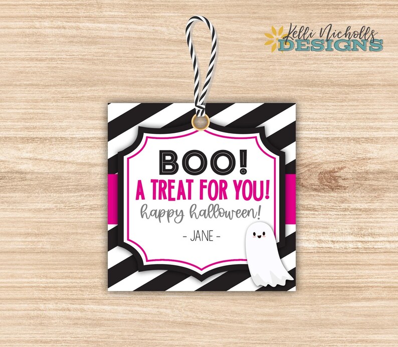 Printable Halloween Treat Tag Pink PDF Template Boo A Treat - Etsy