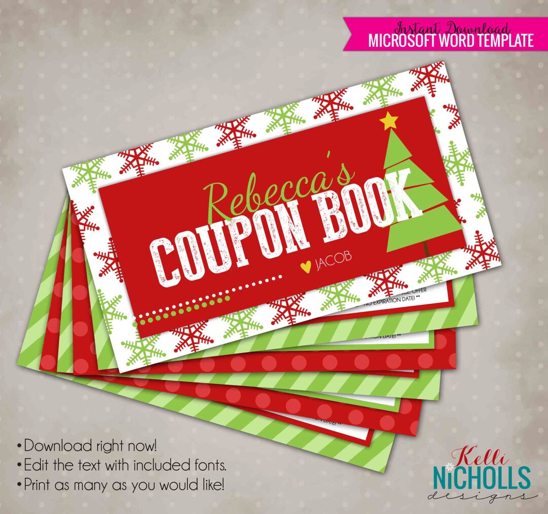 Christmas Gift Coupon Book, Personalized, Husband or Wife Present ...