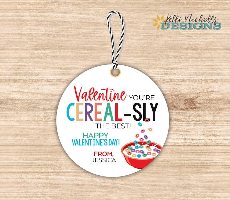 Cereal-sly Valentine, Happy Valentine's Day Sticker/tag PDF Template ...