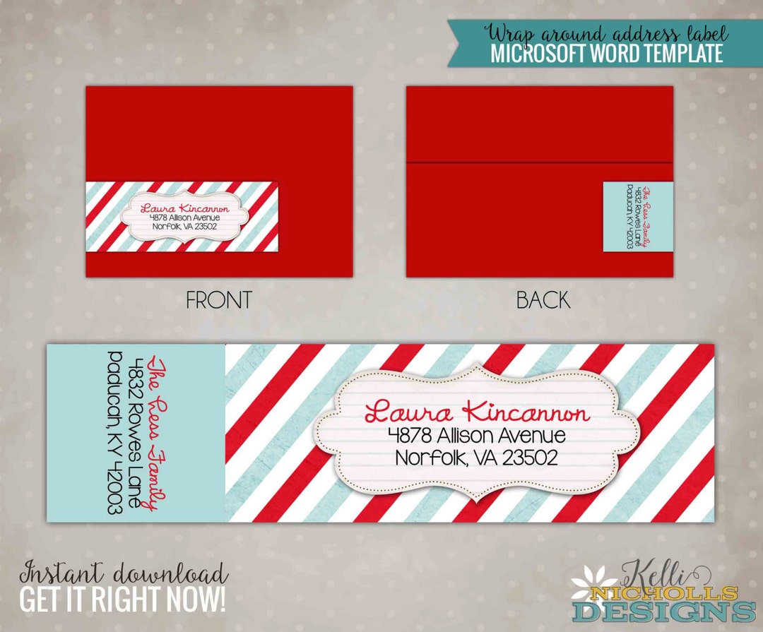 Mod Striped Christmas Wrap Around Address Labels - Etsy