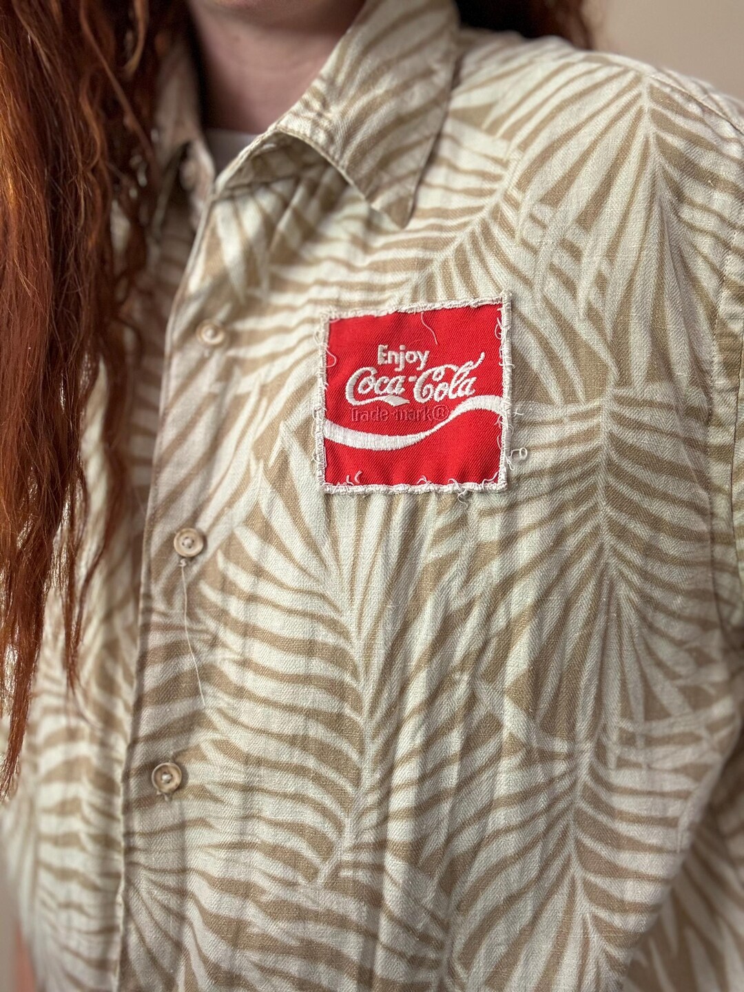 Vintage Coca Cola Patch Hawaiian Shirt - Hand Embroidered XL - Etsy