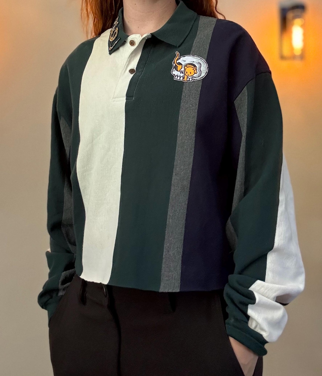 Vintage Thrifted Cropped Cat Snake Hand Sewn Patched - Etsy