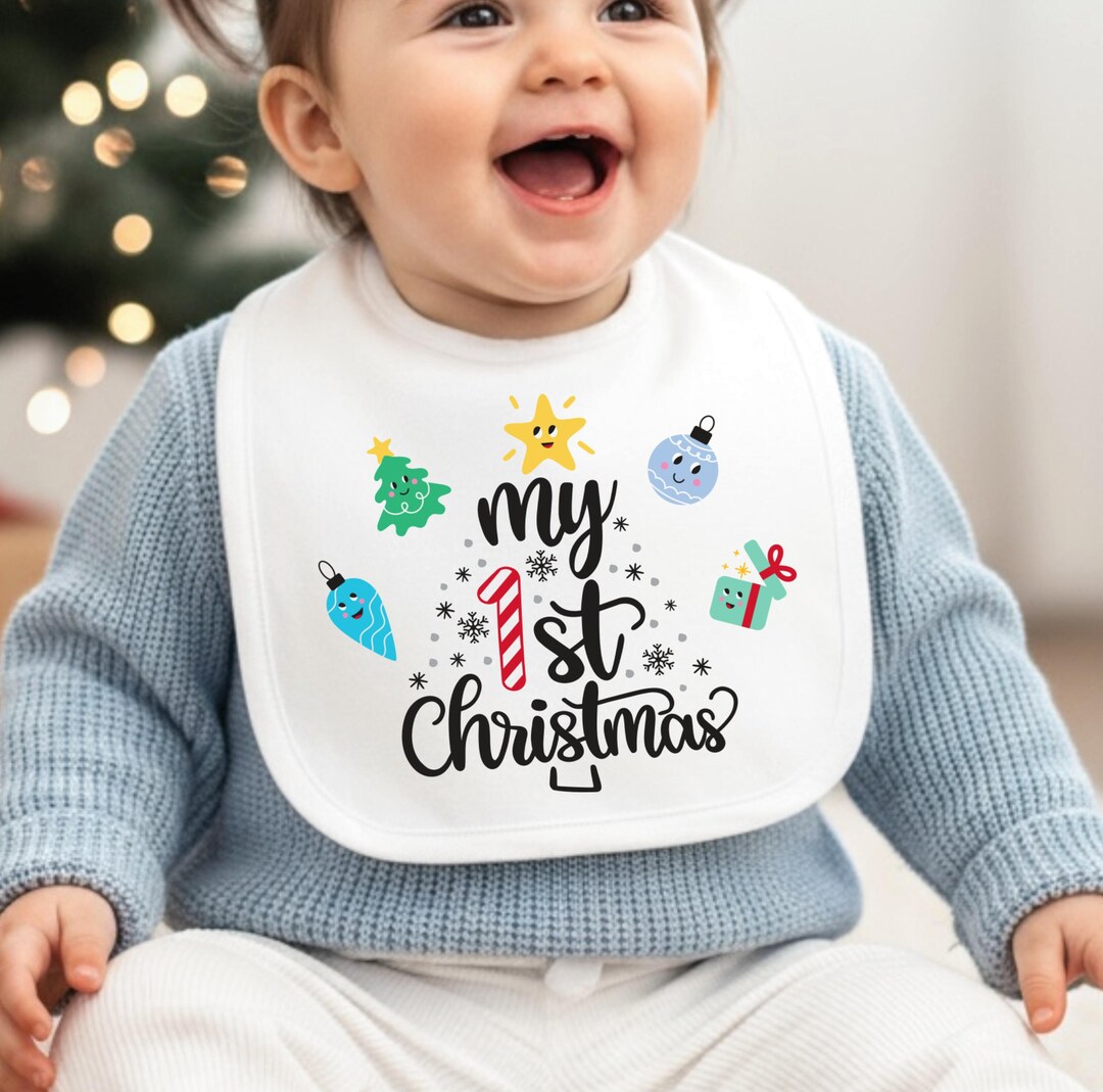 Christmas Baby Bib, My 1st Christmas Baby Bib, My First Christmas Bib ...