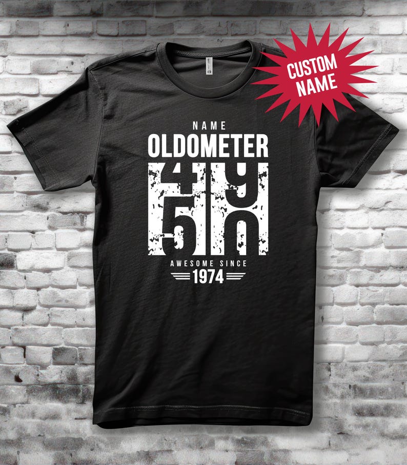 Personalized 50th Birthday Oldometer T Shirt 50th Birthday Oldometer T