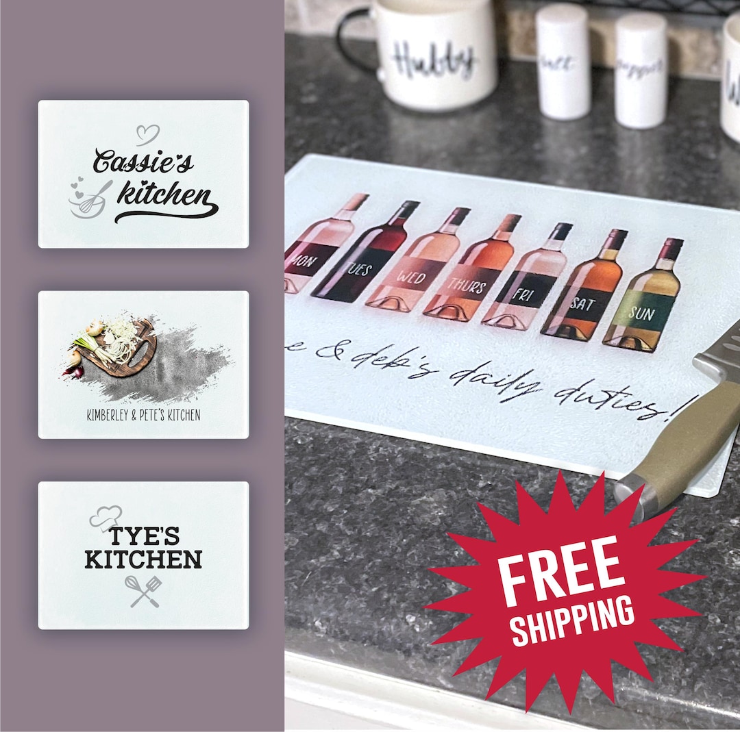 Personalized Glass Cutting Board, Custom 11"x15" Glass Cutting Board ...
