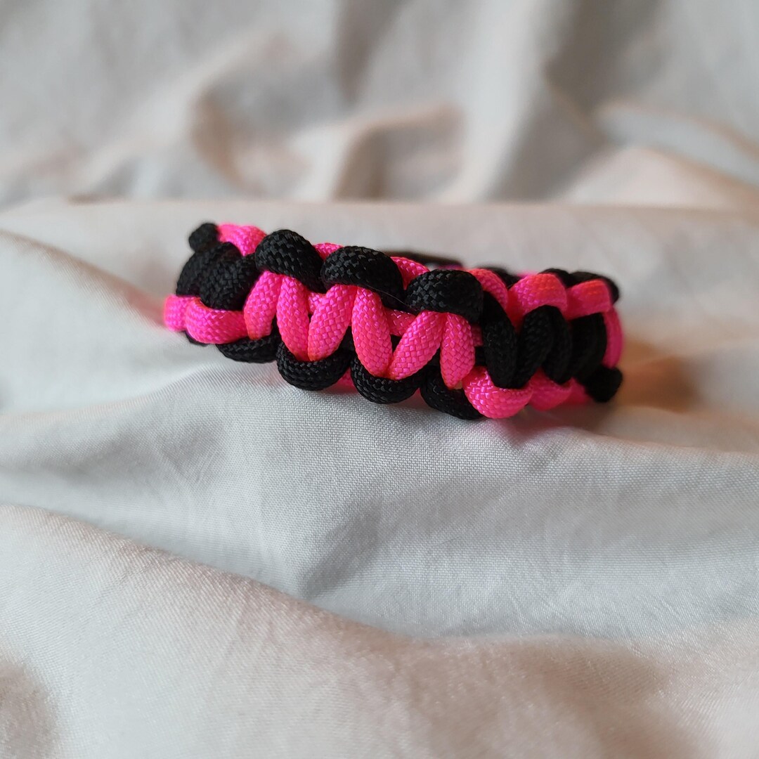 Black & Pink Twisted Paracord Bracelet - Disabled Veteran Made - Etsy