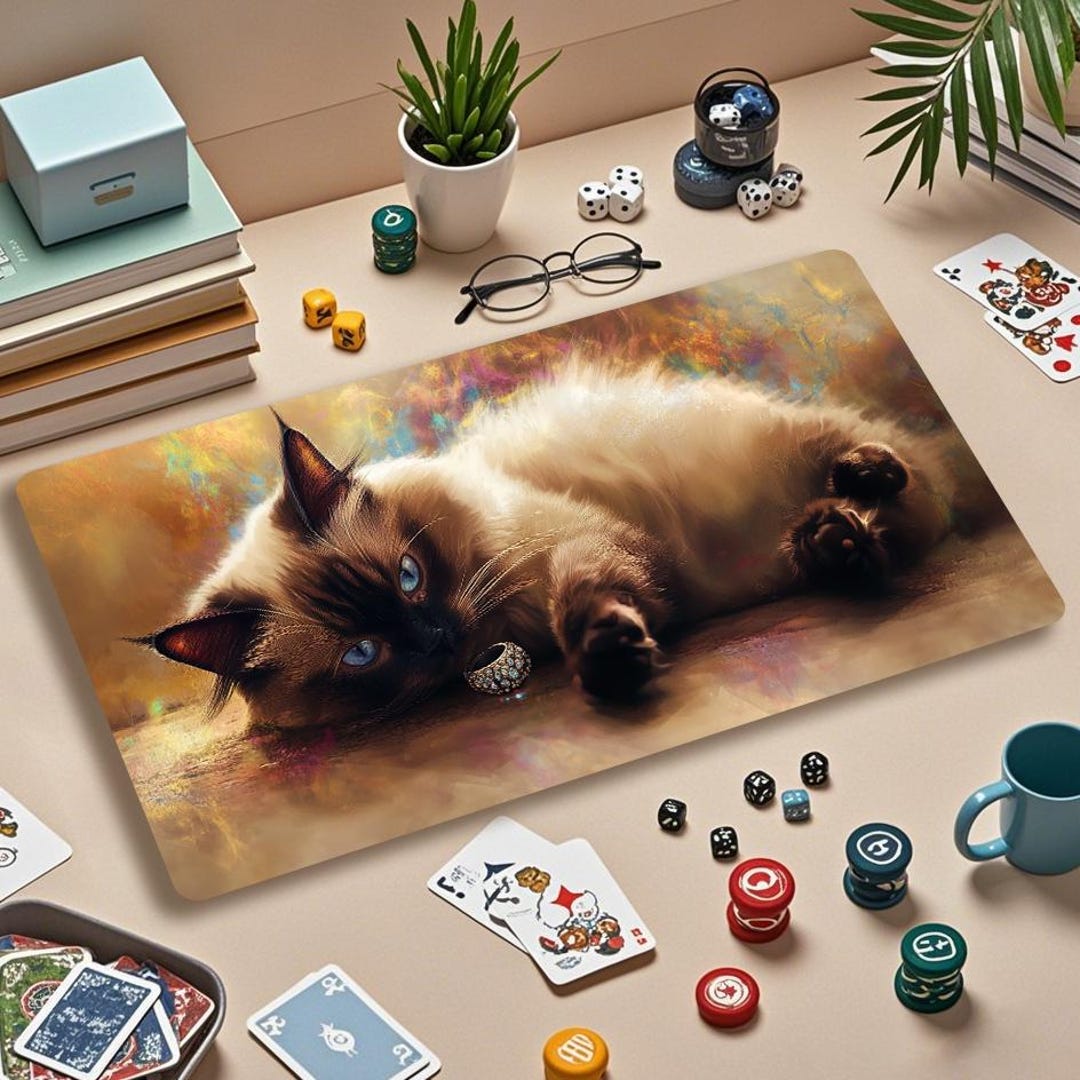 Cute Cat Mouse Pad Card Game Pads Oversized Table Mats Card Game ...