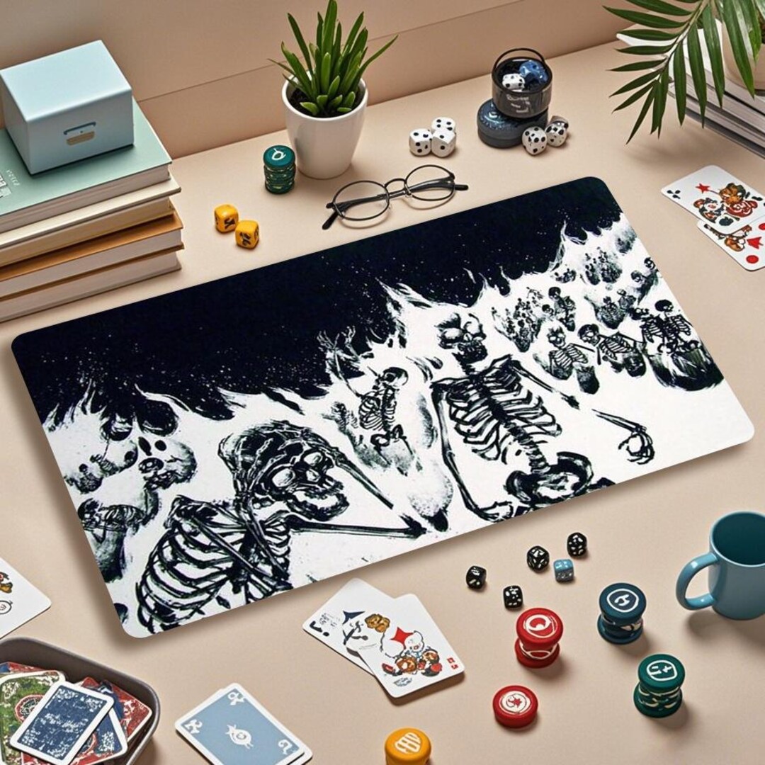 Skeleton Mtg Card Game Playmat Skeleton Mouse Pad Oversized Table Mats ...