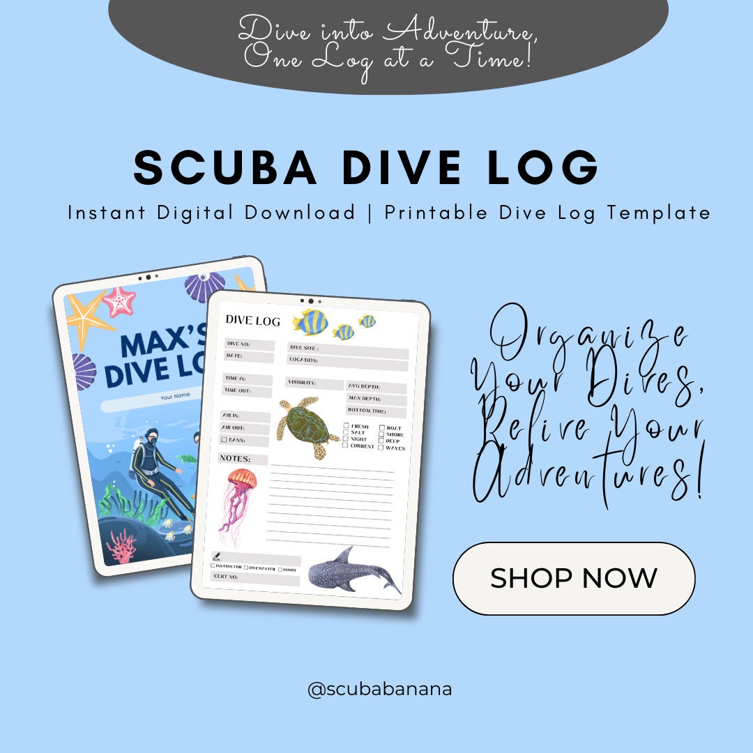 Scuba Dive Log Printable Dive Log Sheet Scuba Diving Record Digital ...