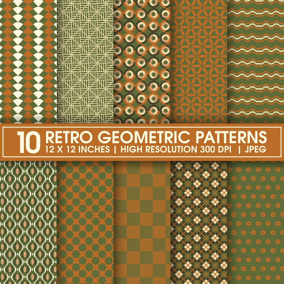 Vintage Fashion Patterns, 10 Geometric Seamless Patterns Inspired by ...