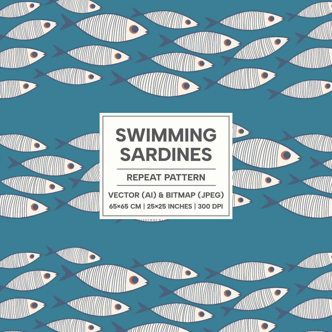Sardines Swimming Stripe Pattern, Fish Motif for Fabric & Wallpaper ...