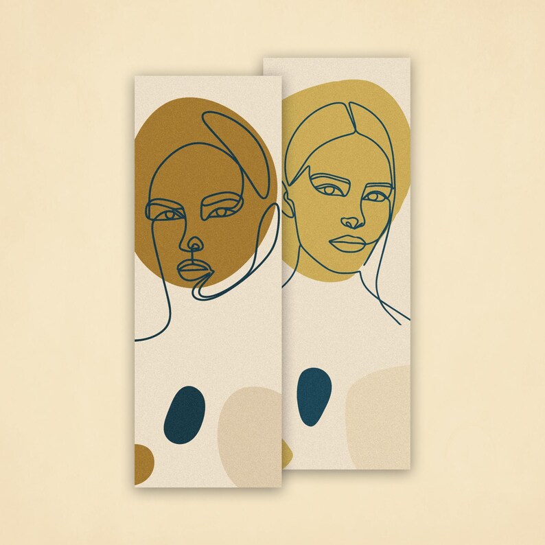 Set of 4 Printable Bookmarks, Bookmarks With Illustration, Elegant ...
