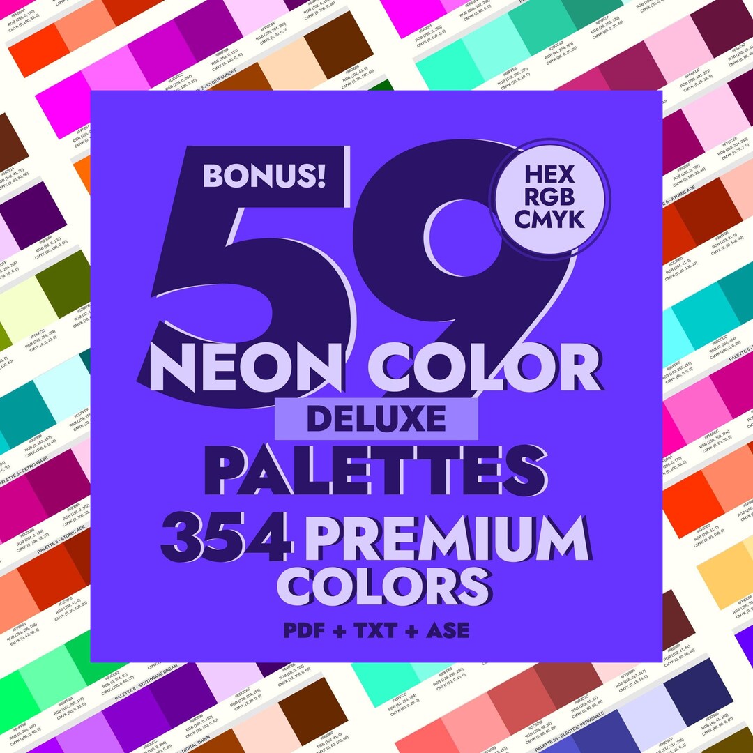 Nostalgic Neon Color Palettes, 59 Palettes 354 Premium Shades for ...