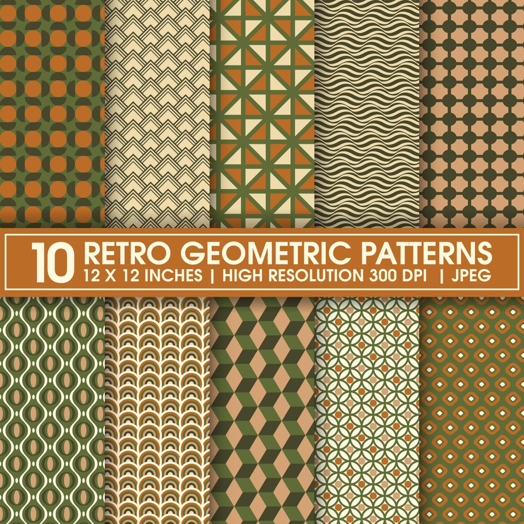 Vintage-inspired Geometric Patterns in Retro Fashion Style, 10 High ...