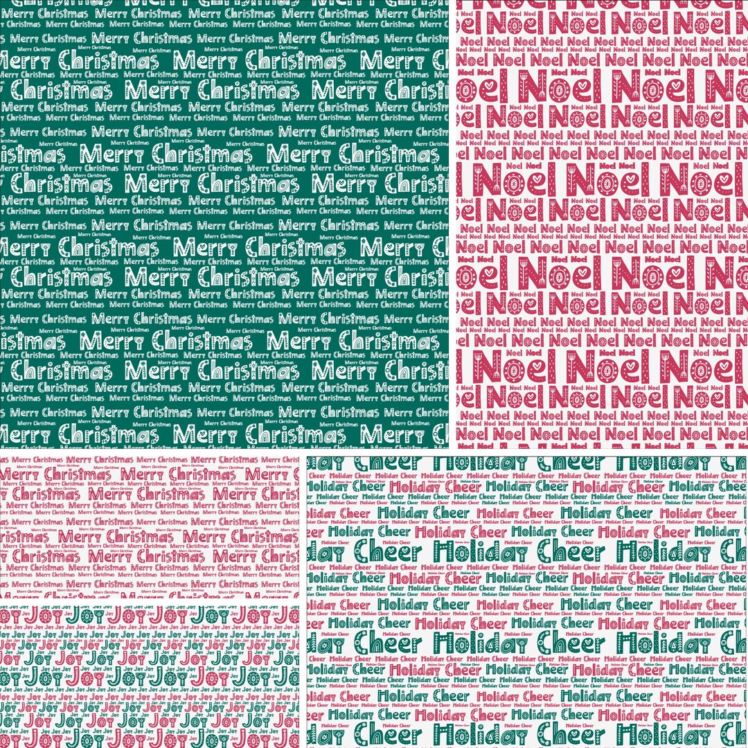 Merry Christmas Wrapping Paper Set, 10 Festive Digital Papers, Joy ...