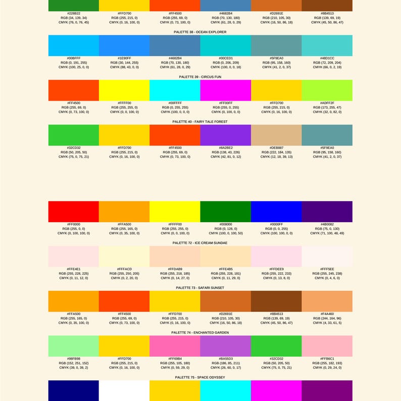 Kids Color Palettes 99 Palettes, 594 Colors for Crafting, DIY ...