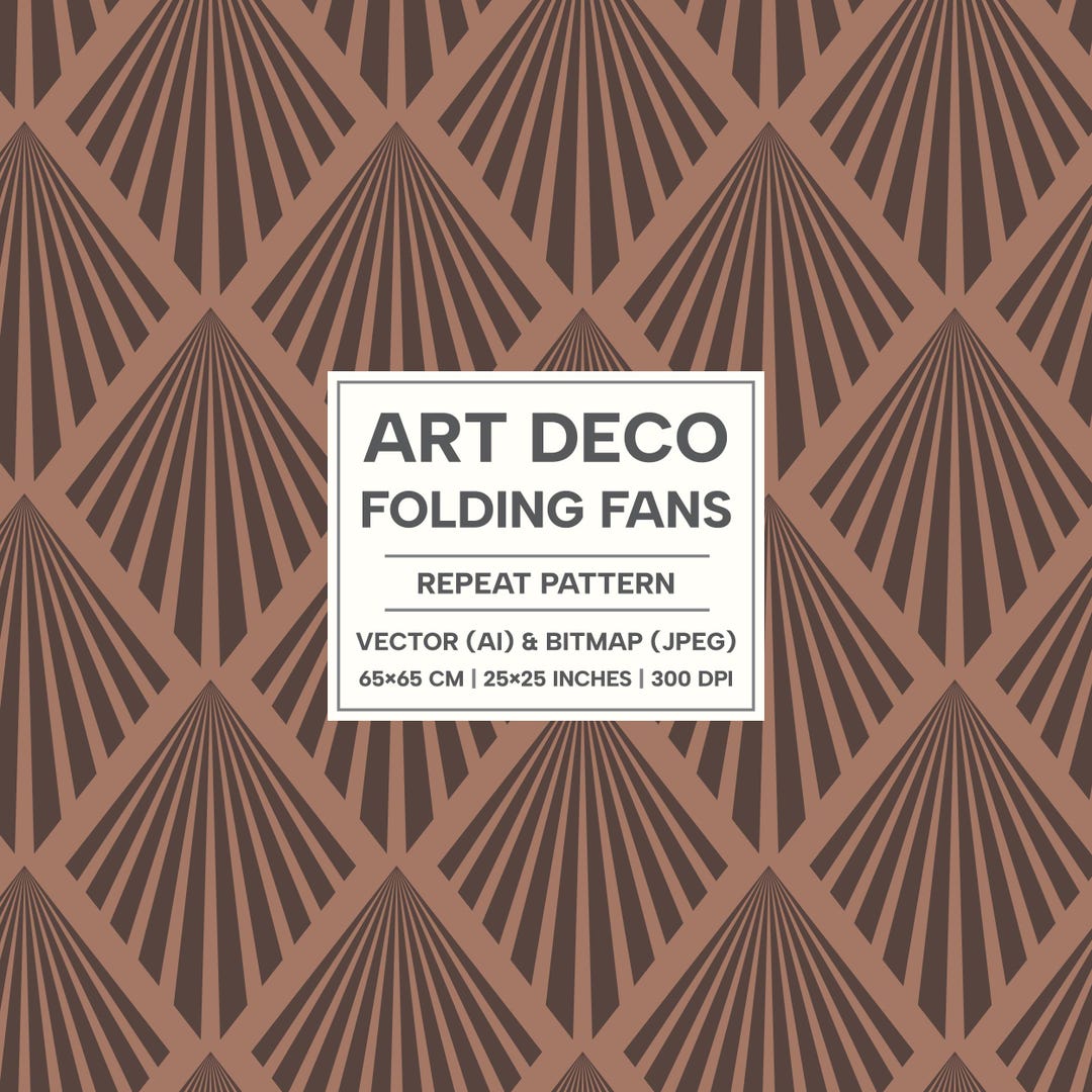 Art Deco Folding Fans in Pantone Browns, 1920s Shell Motif, Seamless ...