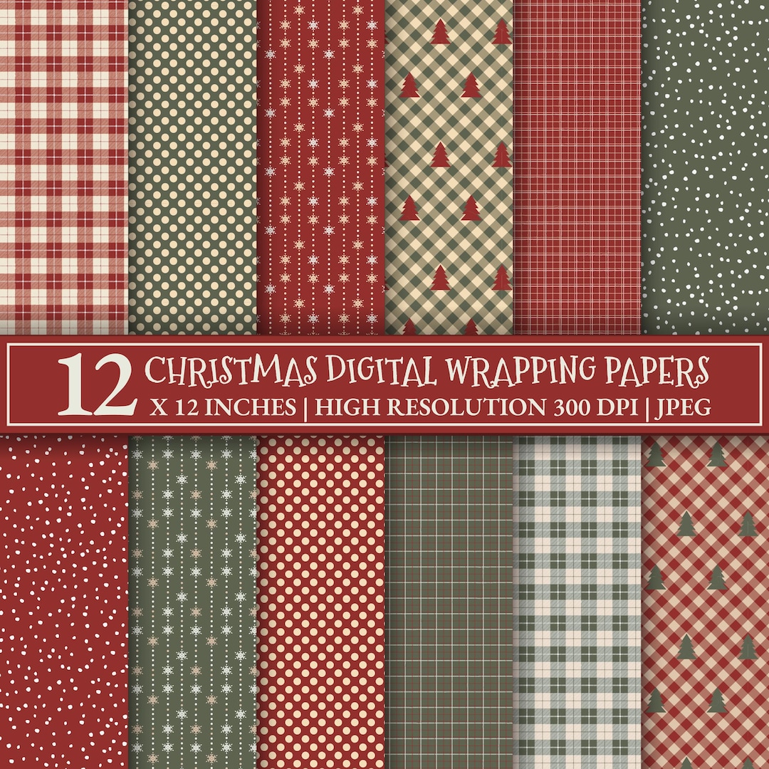 Festive Digital Wrapping Papers, 12 Seamless Christmas Patterns for ...