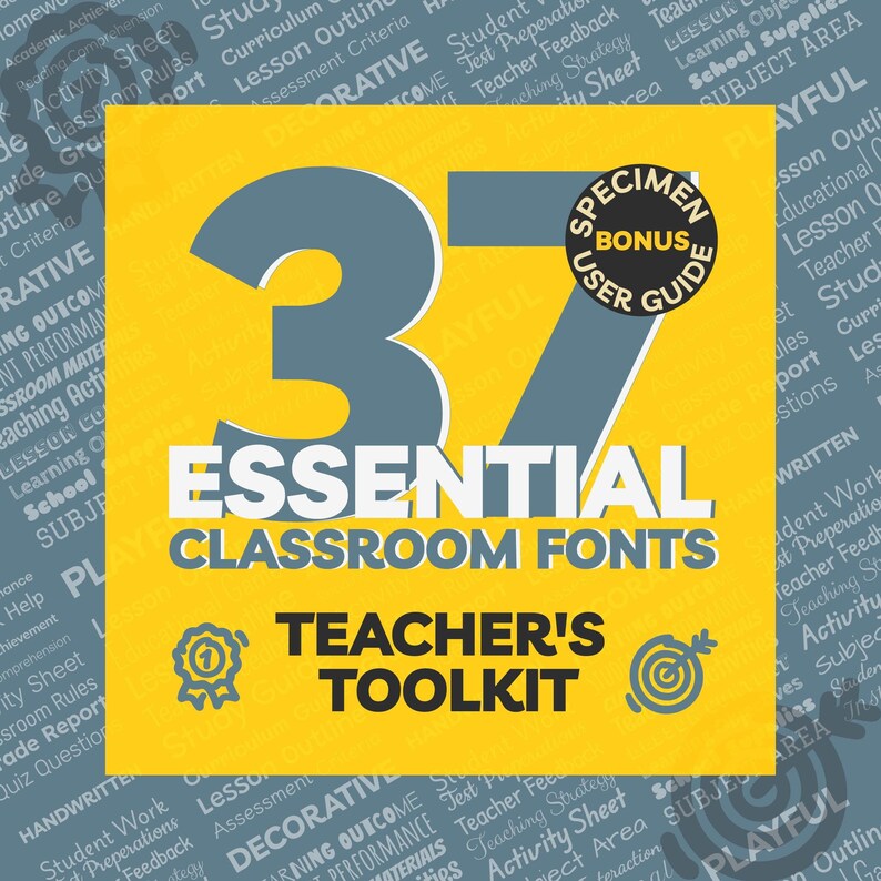 37 Essential Classroom Fonts: Teacher's Toolkit, School Font Bundle ...