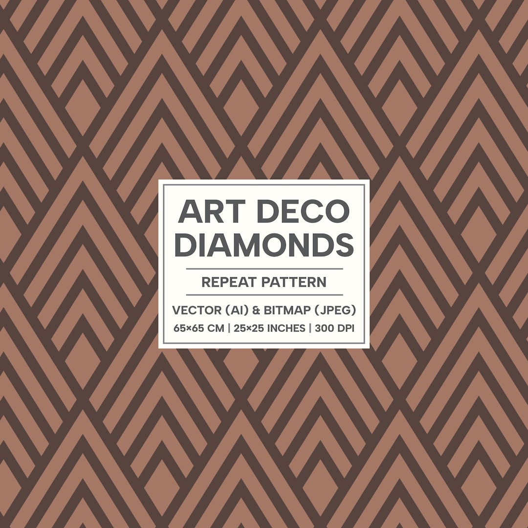 Art Deco Chevron in Pantone Browns, 1920s Diamonds Motif, Geometric ...