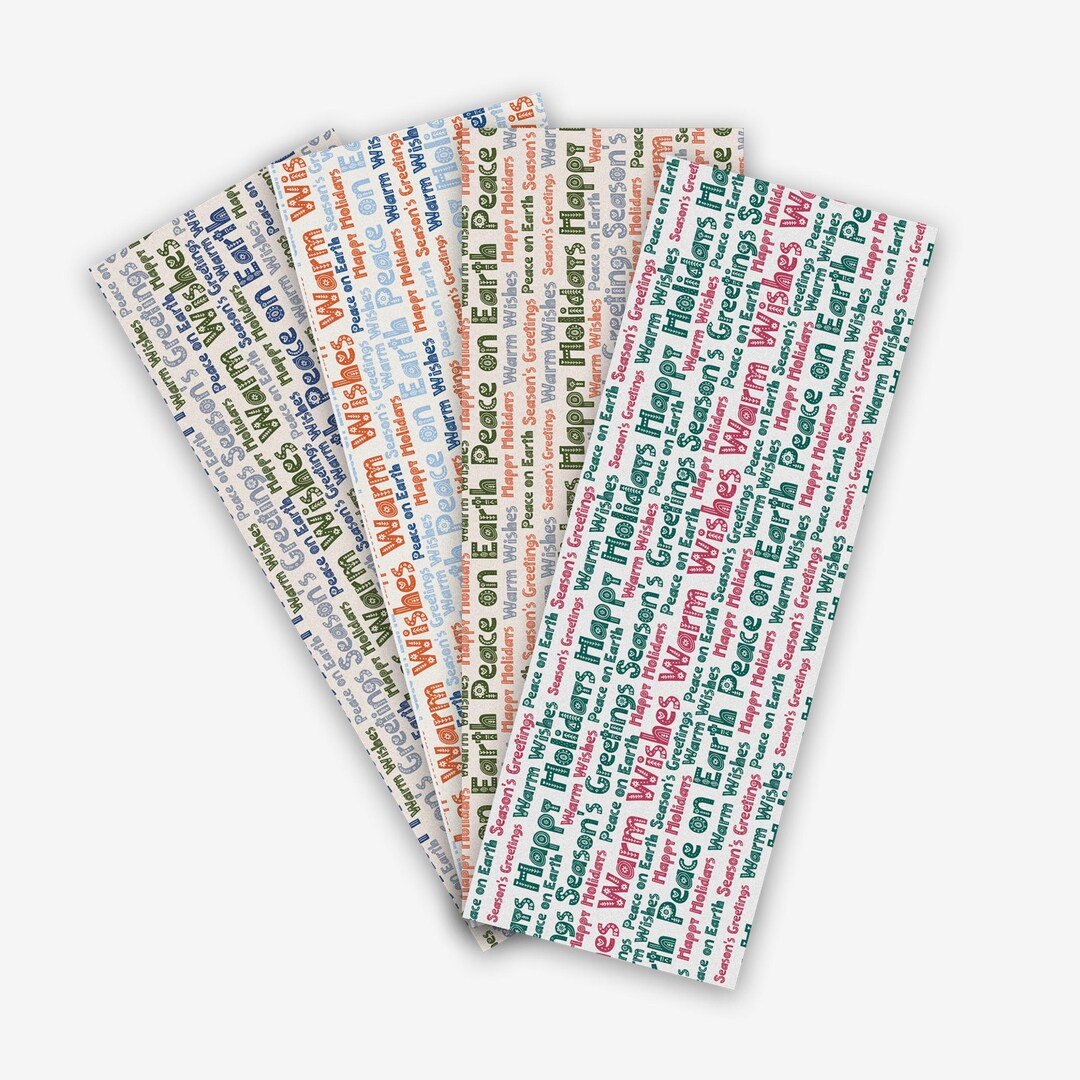 4 Printable Bookmark Set, Bookmarks With Festive Typography, Holiday ...