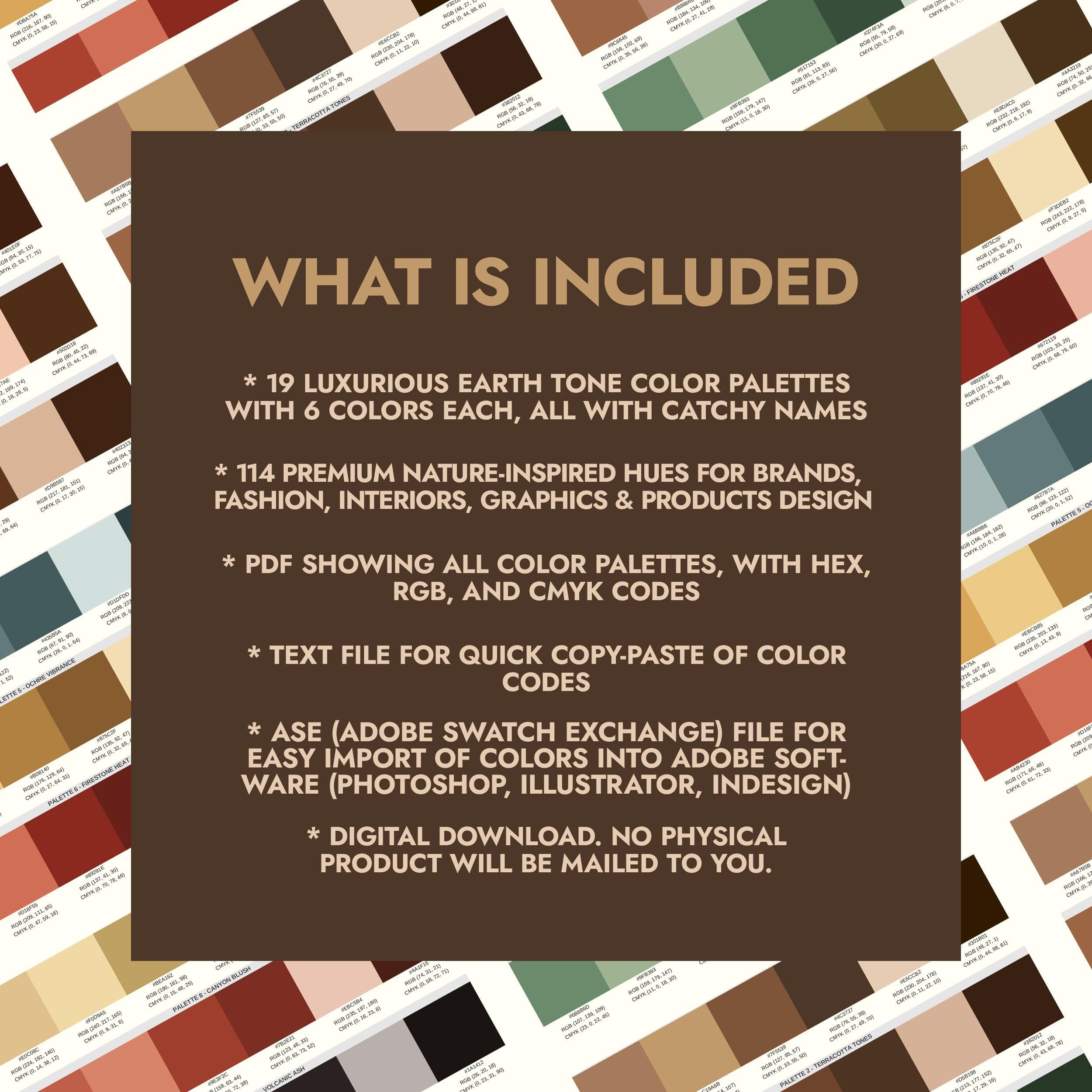Luxurious Earth Tone Color Palettes, 114 Premium Shades for Designers ...