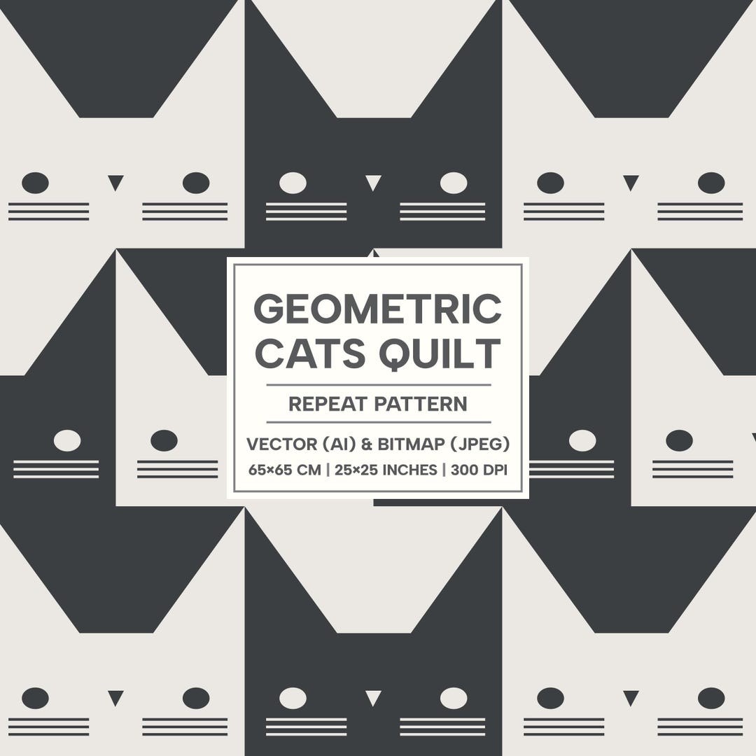 Geometric Cats Cheater Quilt Pattern, Bold Minimalist Design, DIY ...
