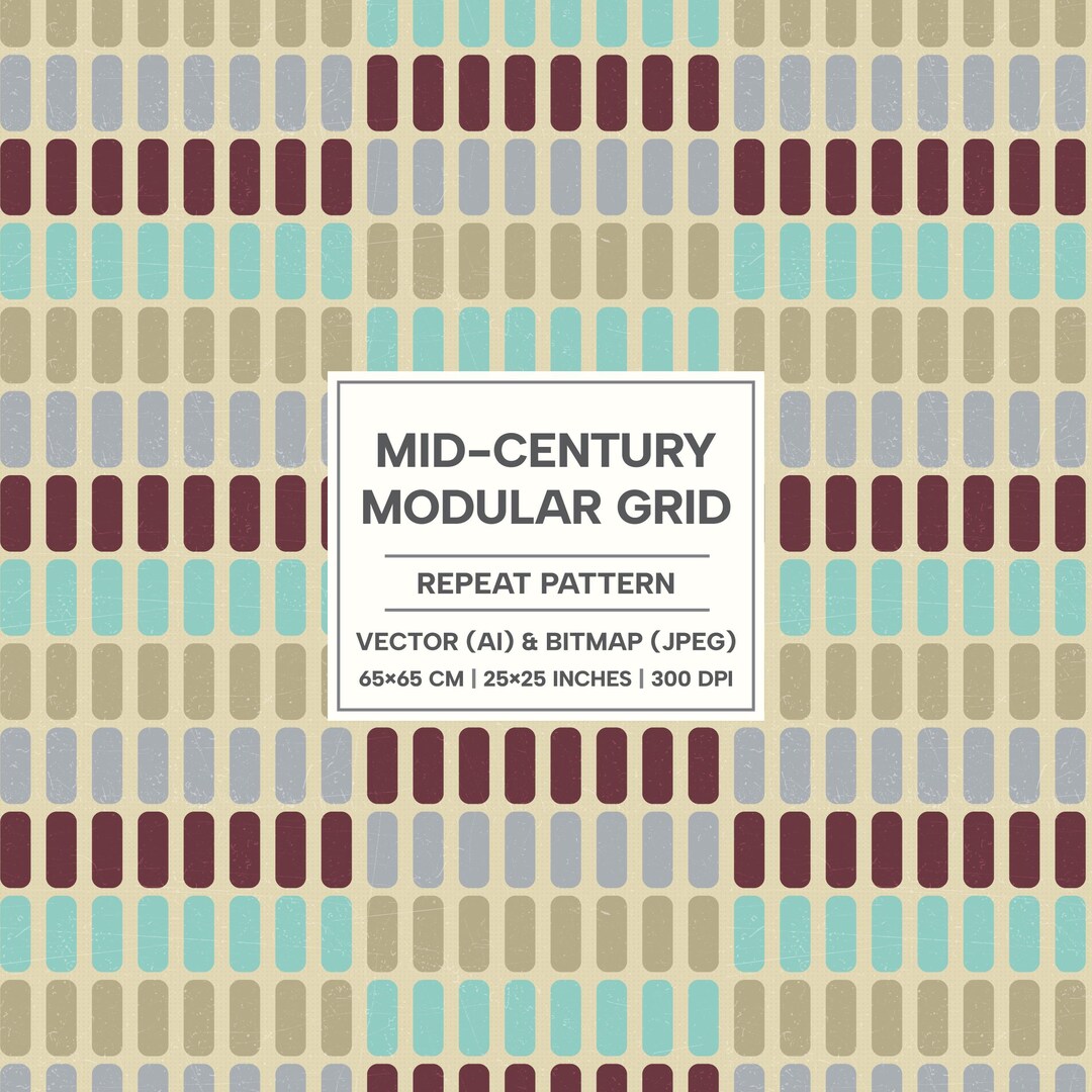 Mid-century Modular Grid, Abstract Geo Pattern for DIY Projects, Home ...